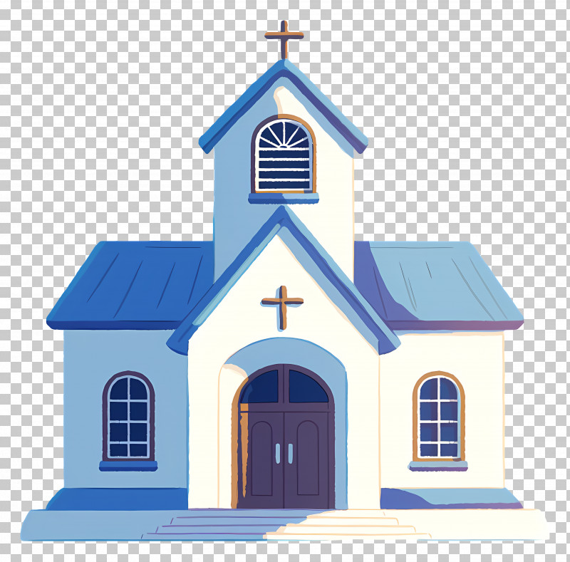 Church Building - Beautiful Cartoon Blue Church Illustration PNG ...