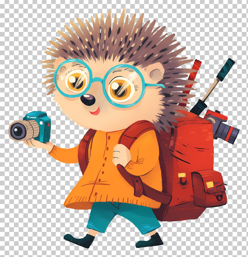 Hedgehog Hiking - Hedgehog With Glasses And Camera PNG, Clipart ...