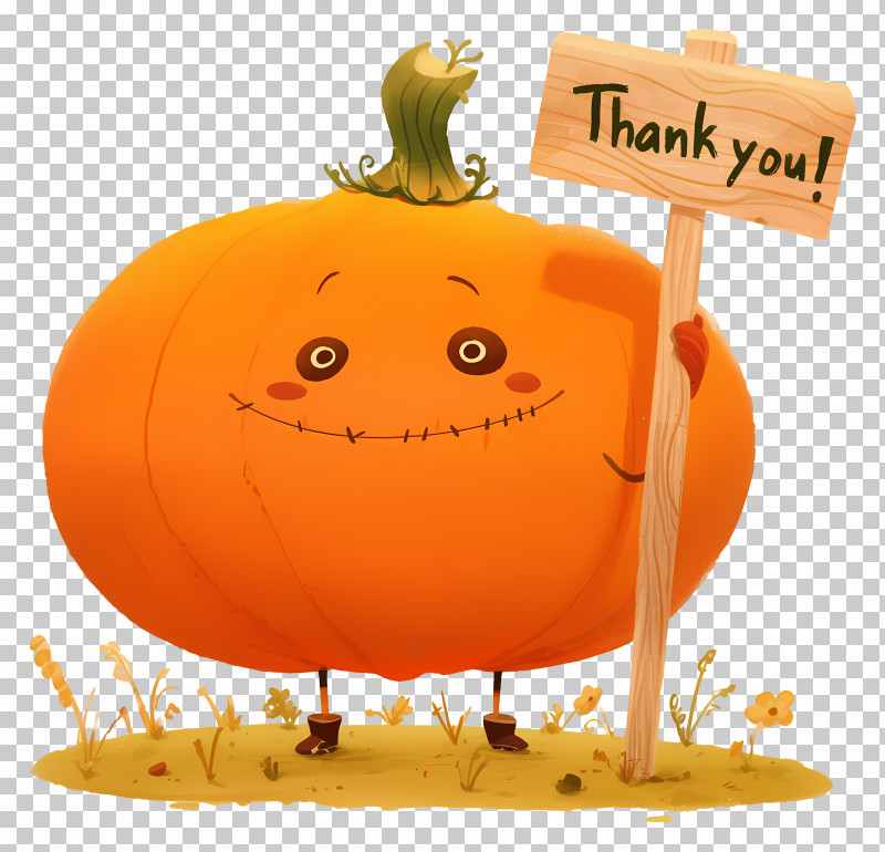 Thank You - Cartoon Pumpkin Holding Thank You Sign PNG, Clipart, Autumn ...