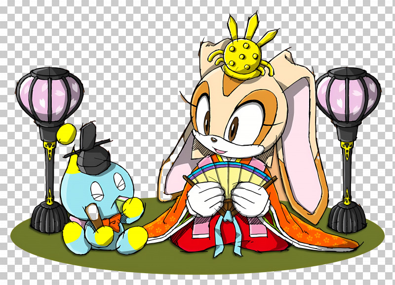 Sonic The Hedgehog - Cute Rabbit Character With Fan And Lanterns PNG ...
