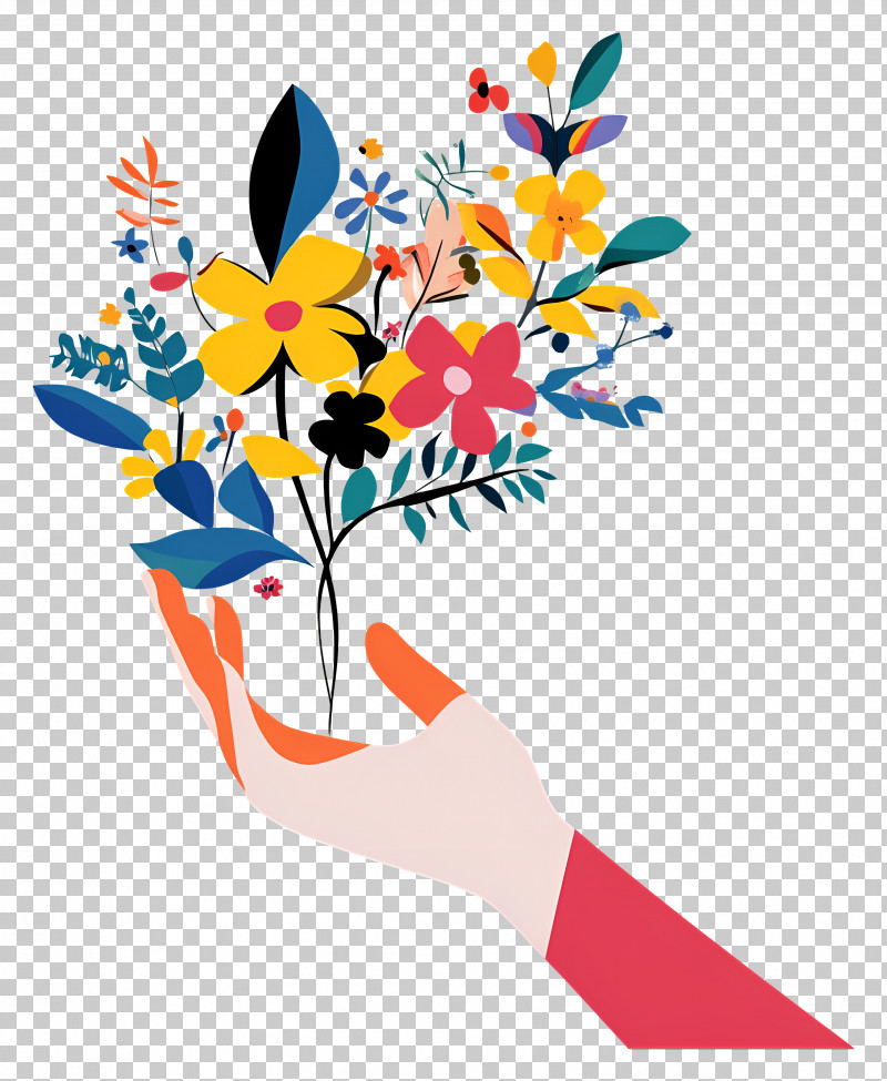 Flower Hand - Hand Holding Colorful Flowers PNG, Clipart, Art, Bouquet ...