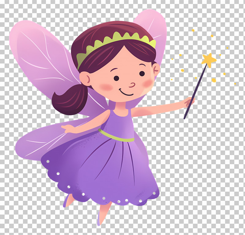 Flying Fairy - Cute Purple Fairy With Magical Wand PNG, Clipart ...