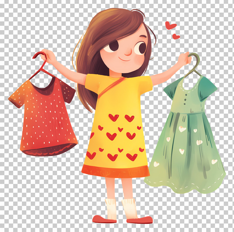 Girl Holding Dress - Girl Choosing Between Two Dresses PNG, Clipart ...