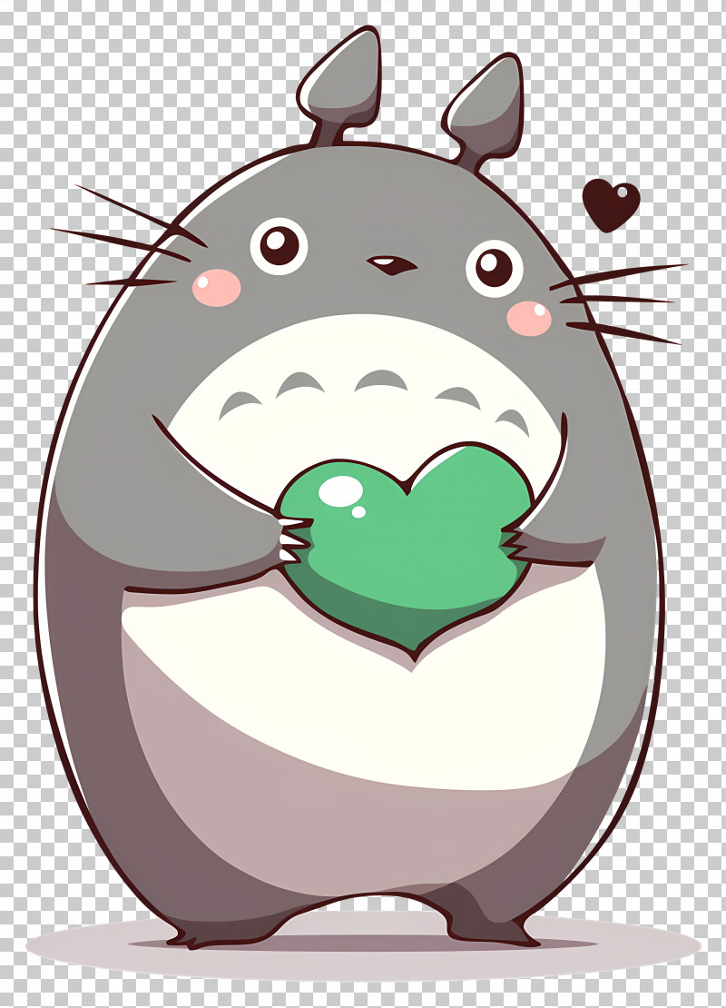Totoro - Cartoon Character Holding Green Heart PNG, Clipart, Adorable ...