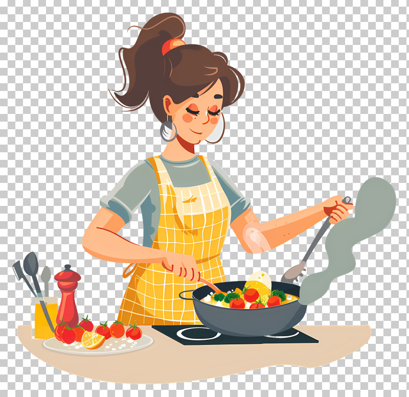 Cooking Woman Cartoon - Woman Cooking In The Kitchen PNG, Clipart ...