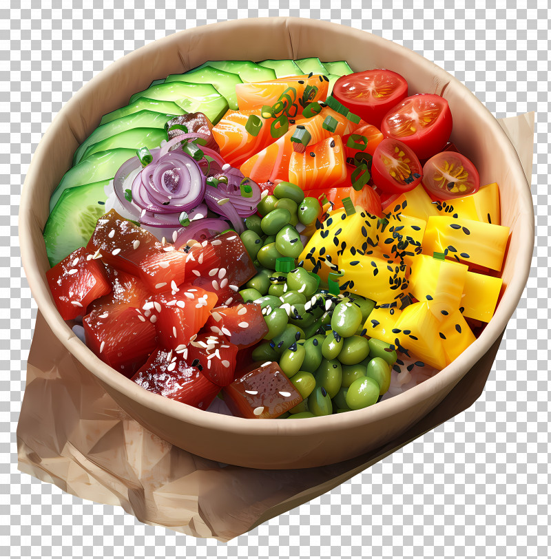 Poke Bowl - Colorful Poke Bowl With Fresh Ingredients PNG, Clipart ...