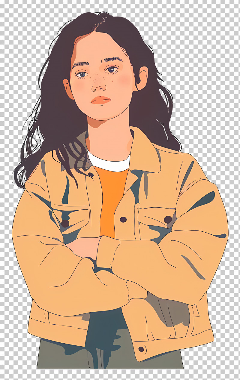 Woman In Jacket - Girl In Casual Jacket Illustration PNG, Clipart ...