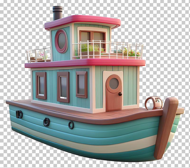 House Boat - Colorful Houseboat With Deck PNG, Clipart, Adventure ...