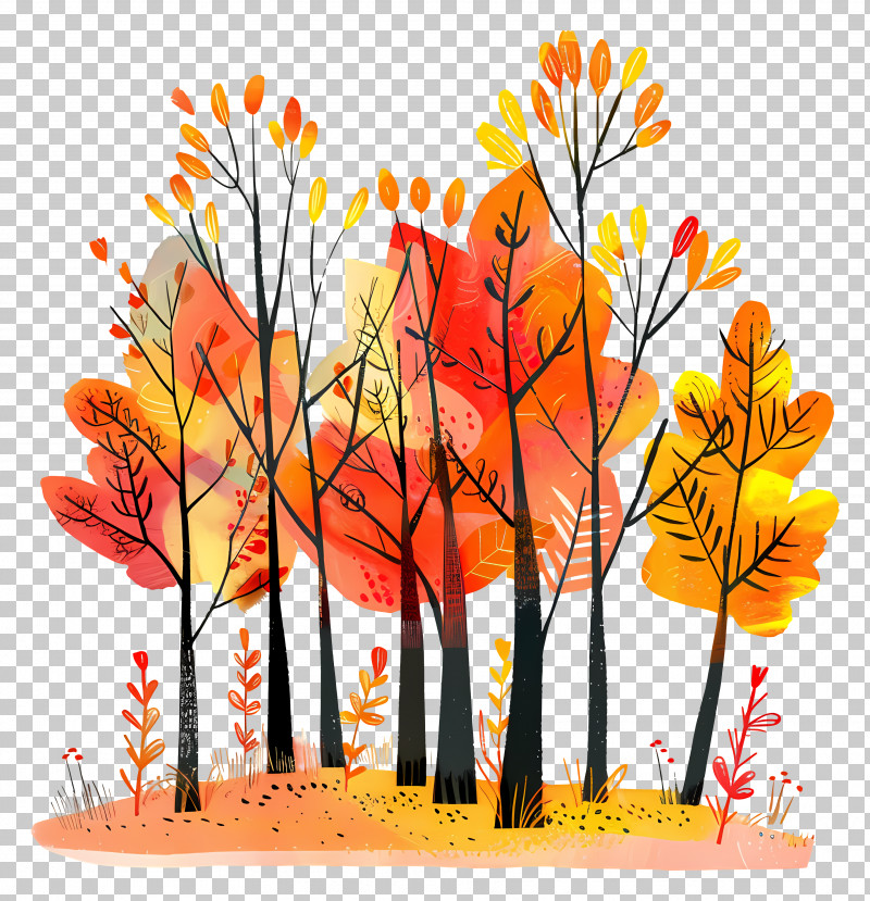 Autumn Forest - Autumn Trees With Colorful Leaves PNG, Clipart ...