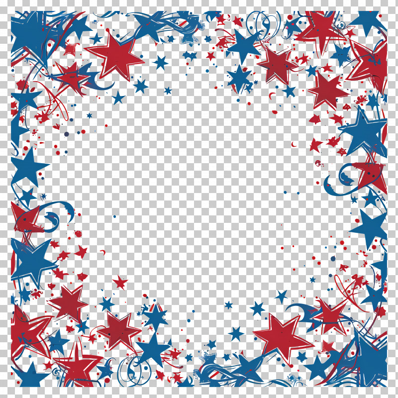 4th Of July - Patriotic Border With Red And Blue Stars PNG, Clipart ...