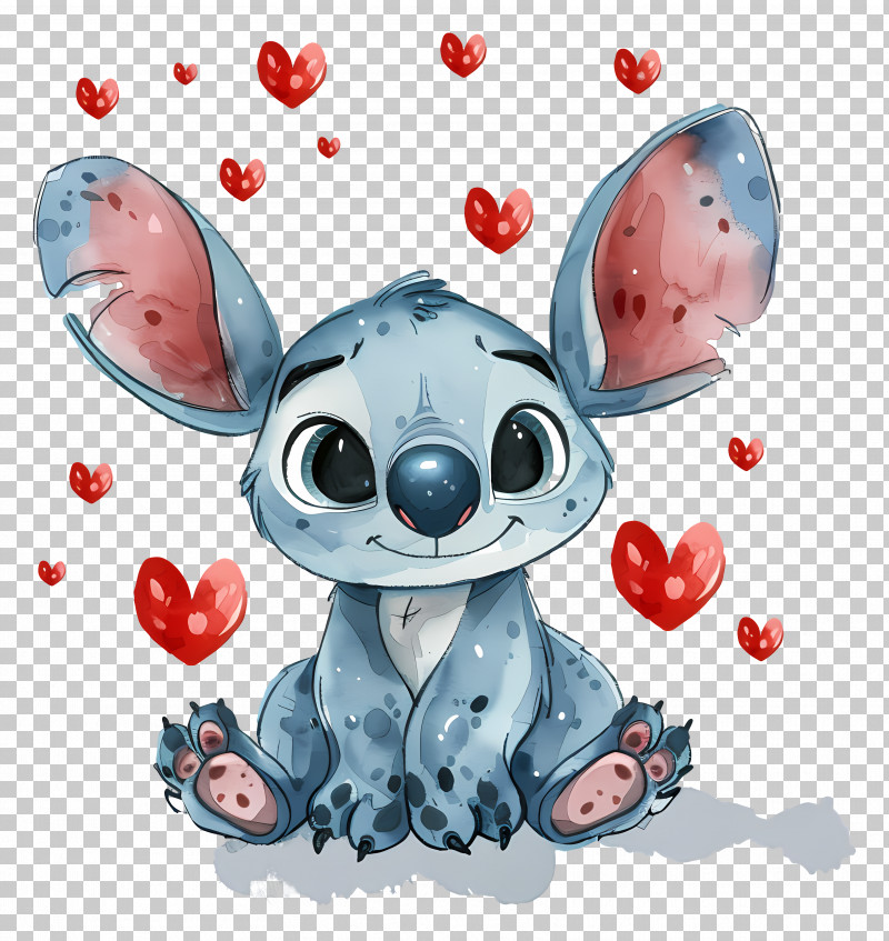 Cute Stitch - Cute Cartoon Character With Hearts PNG, Clipart, Adorable ...
