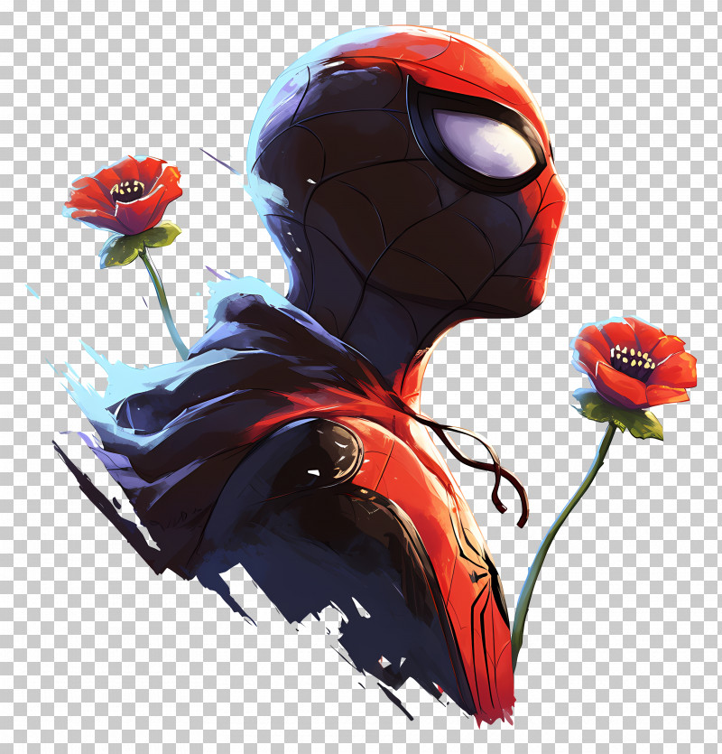 Spider Man Head - Superhero With Flowers Illustration PNG, Clipart ...