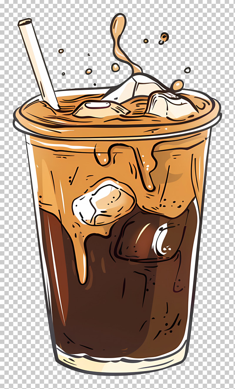 Cold Brew - Iced Coffee Illustration With Ice Cubes PNG, Clipart ...