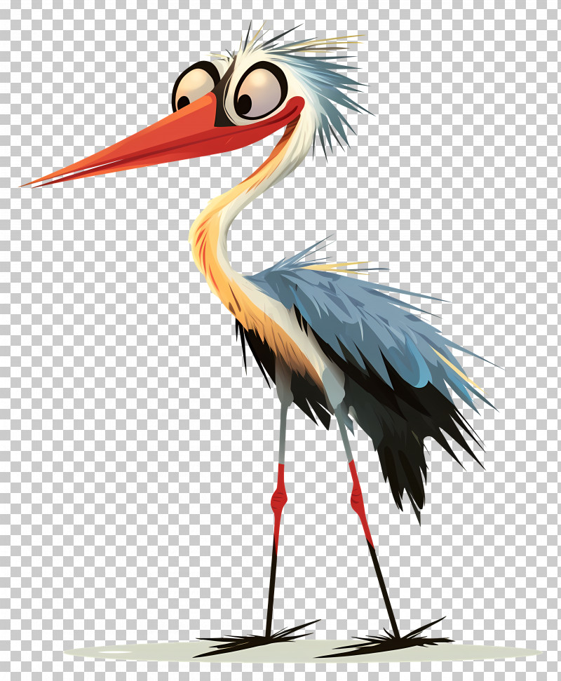 Cute Stork - Funny Cartoon Bird With Long Beak PNG, Clipart, Animated ...