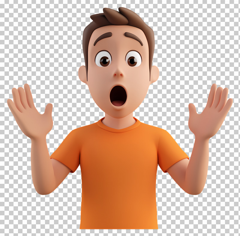 Surprised Man - Surprised Cartoon Character In Orange Shirt PNG ...