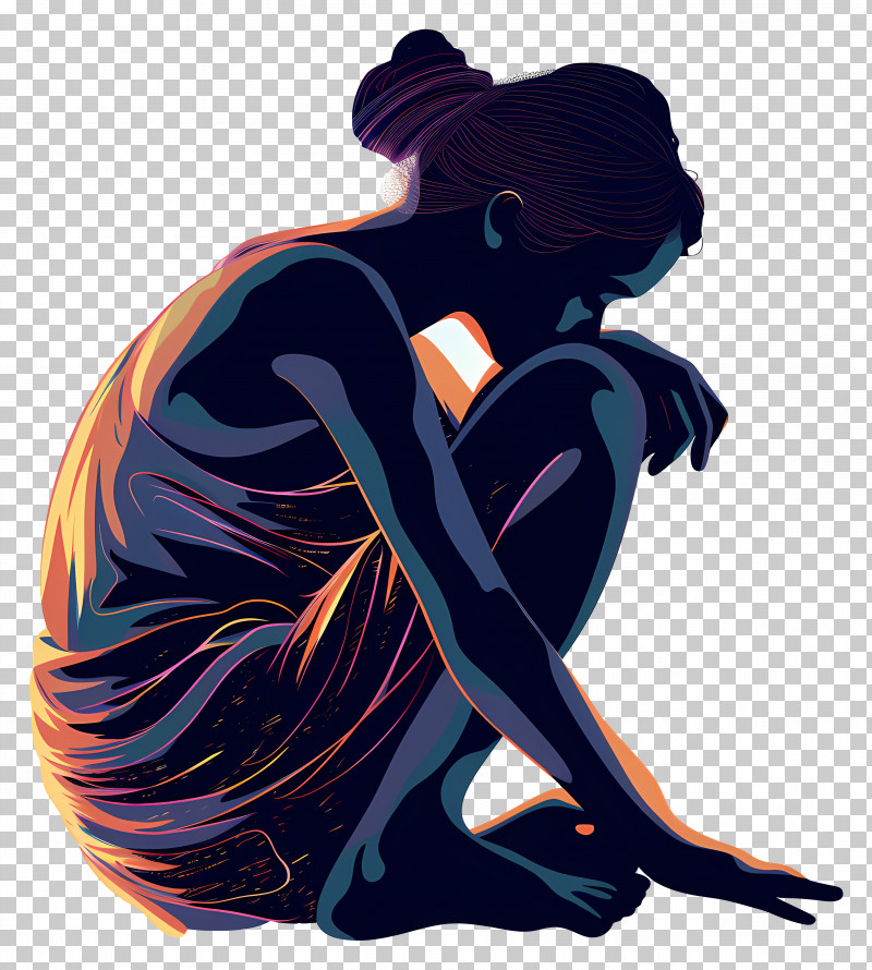 Sad Woman Silhouette - Colorful Silhouette Of A Person PNG, Clipart ...