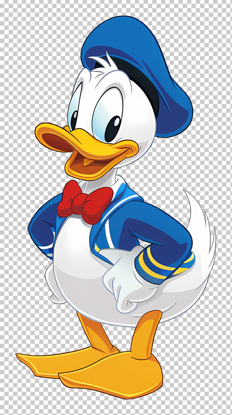 Donald Duck - Cartoon Duck Character In Blue Outfit With Bow Tie PNG ...