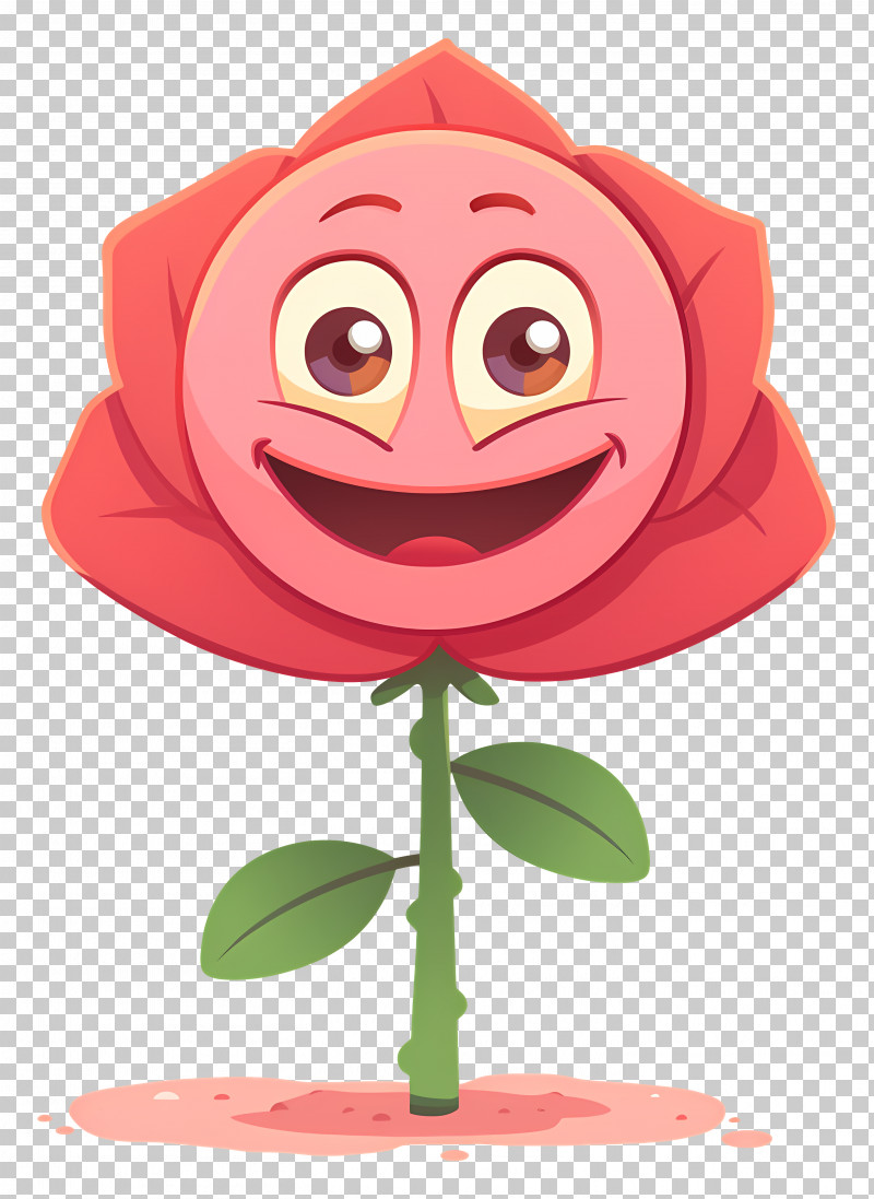 Rose Flower Cartoon - Smiling Rose Cartoon Illustration PNG, Clipart ...