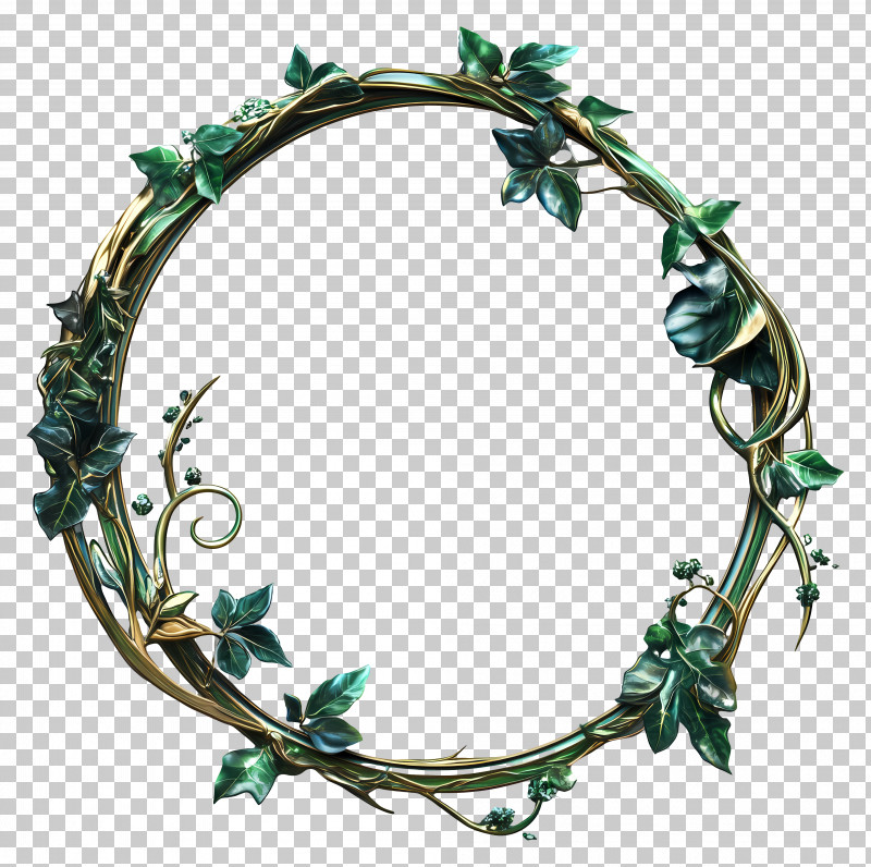 Green Circle Frame - Green Leaf Floral Frame Design PNG, Clipart ...