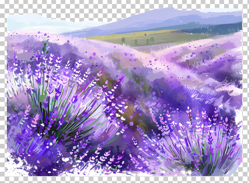 Lavender Field Background - Lavender Field Artistic Illustration PNG ...