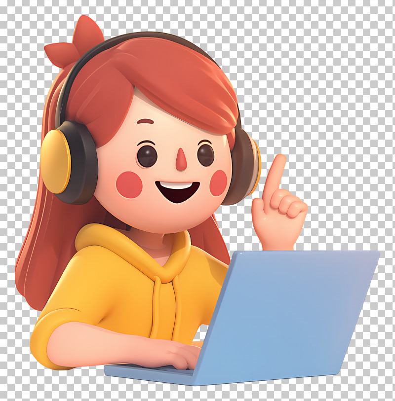 Female Customer Service - Cheerful Cartoon Girl With Headphones And ...