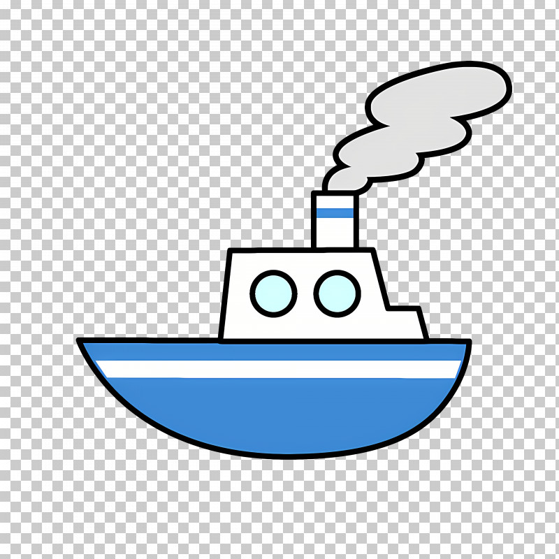 Blue Boat Illustration - Simple Blue Boat With Steam Illustration PNG ...