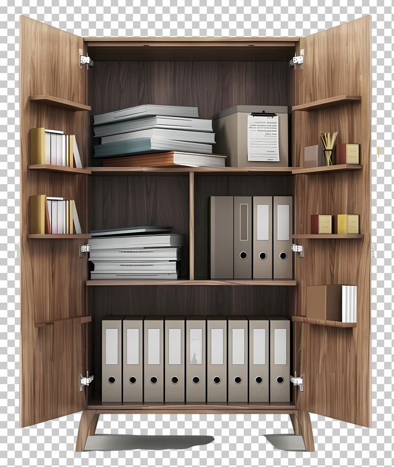 Office Cupboard - Organized Bookshelf With Books And Files PNG, Clipart ...