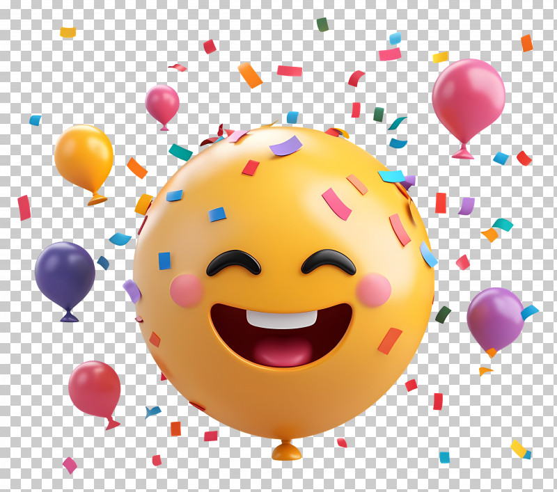Birthday Emoji - Happy Emoji Balloon With Confetti PNG, Clipart ...