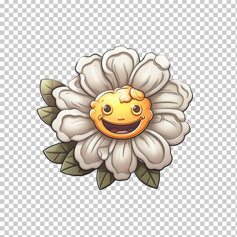 Flower Emoji - Cute White Flower With Smiley Face PNG, Clipart, Cartoon ...
