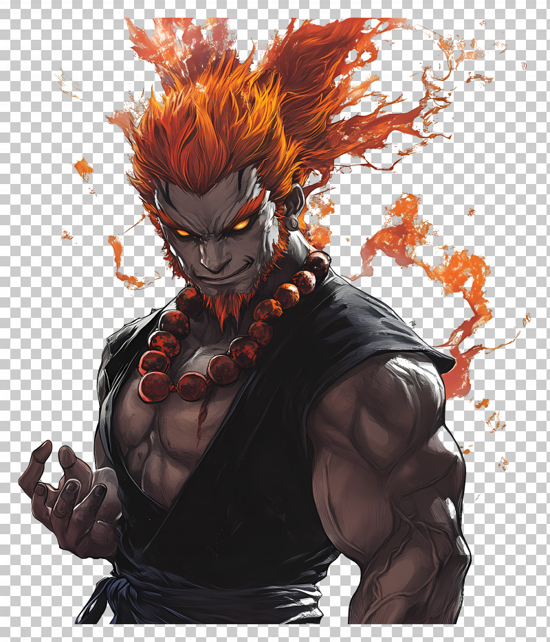 Akuma - Powerful Fiery Character With Intense Expression PNG, Clipart ...