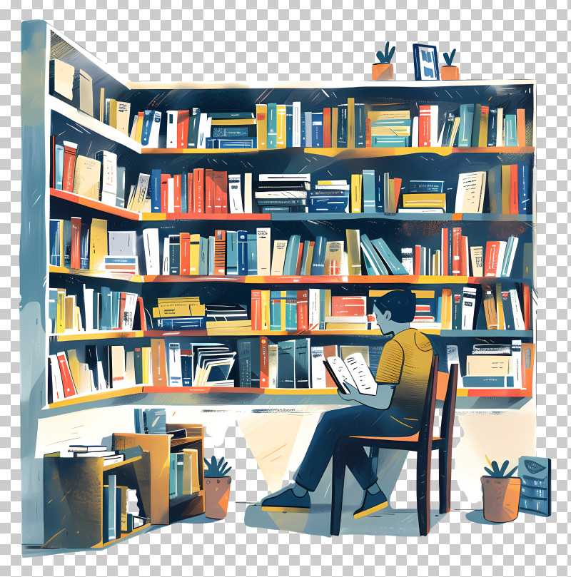 Bookstore - Colorful Library Interior With Bookshelves PNG, Clipart ...