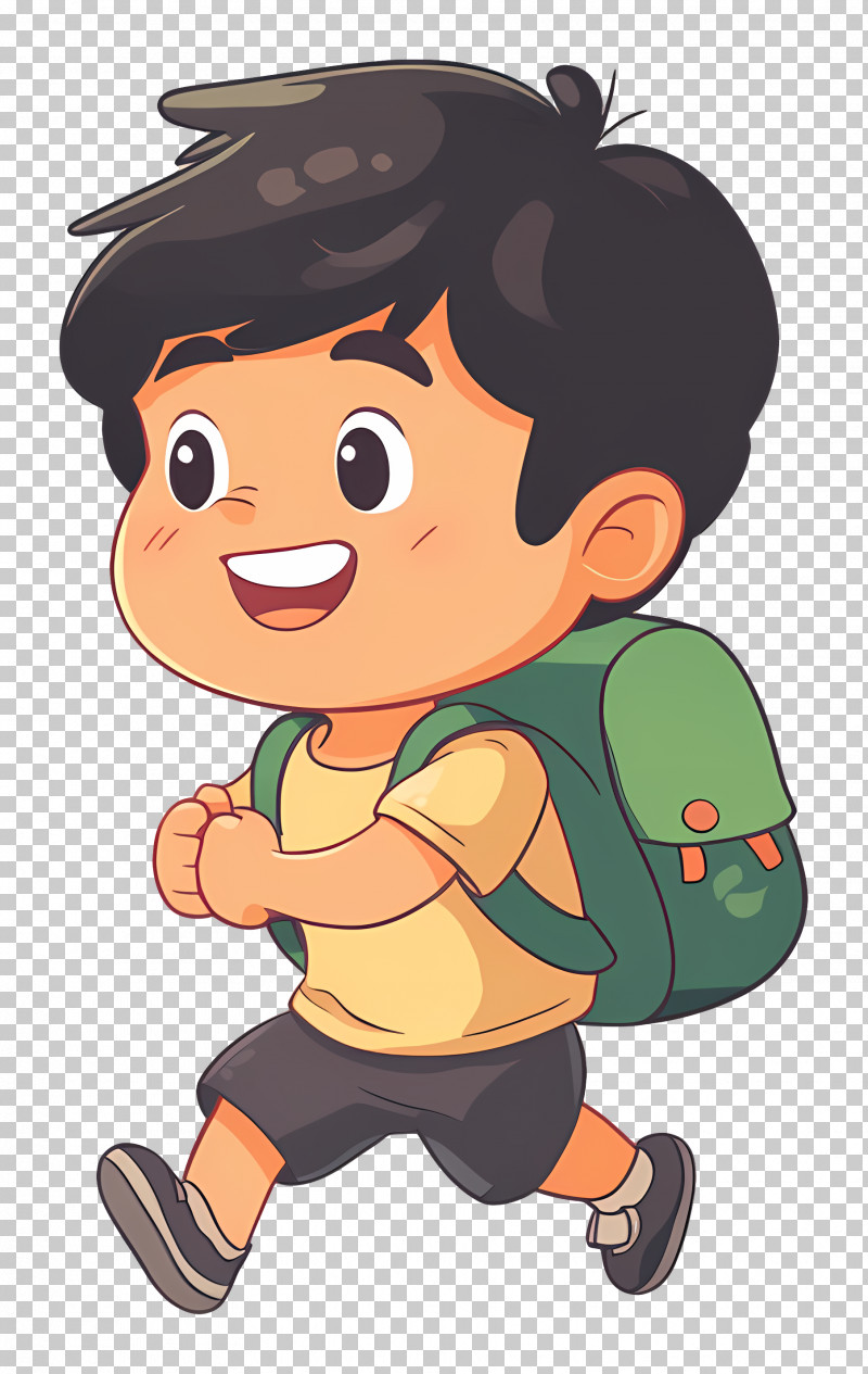 Boy Student - Happy Cartoon Boy With Backpack Illustration PNG, Clipart ...