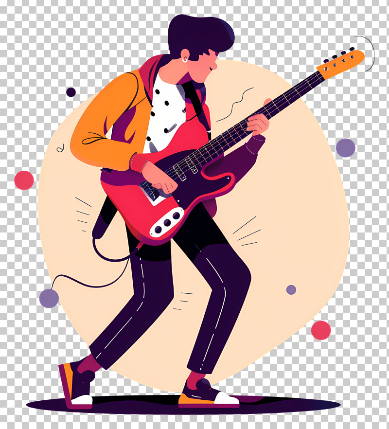 Musician Playing Guitar - Cartoon Man Playing Electric Guitar ...