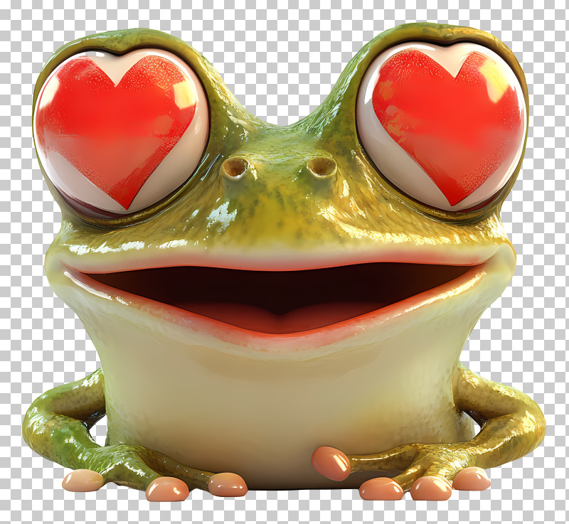 Frog Emoji - Cartoon Frog With Heart-Shaped Loving Eyes PNG, Clipart ...