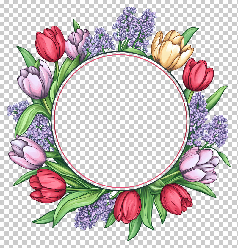 Spring Frame - Floral Wreath With Tulips PNG, Clipart, Circle, Floral ...