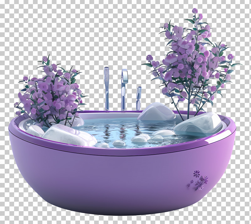 Spa Bath - Elegant Purple Bathtub With Flowers PNG, Clipart, Bathroom ...