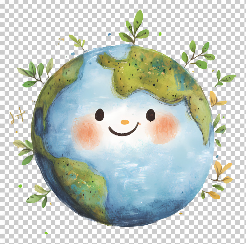 Cute Earth - Smiling Earth With Leaves PNG, Clipart, Art, Cute Earth ...