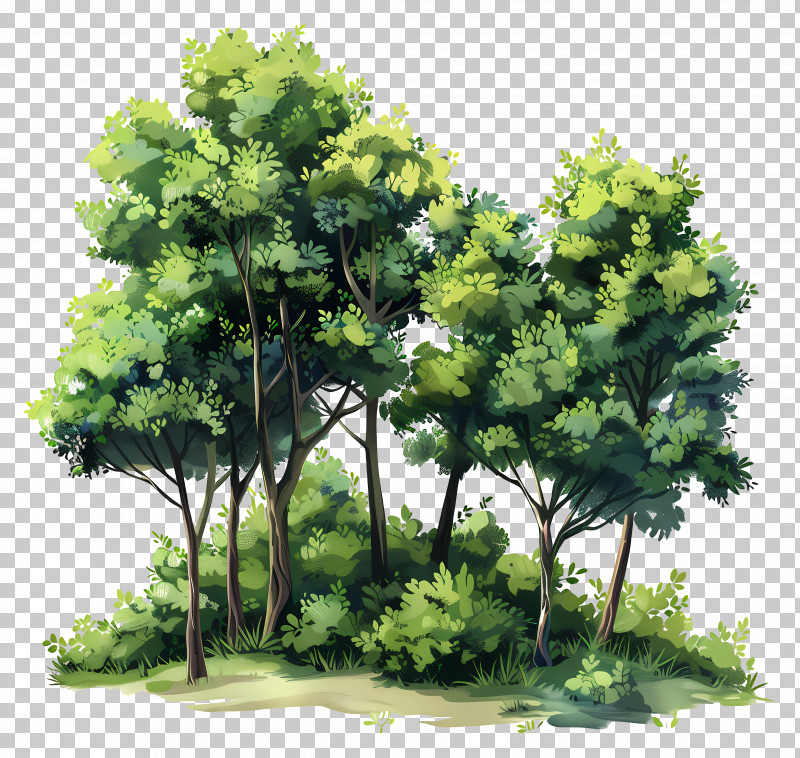 Nature Background - Green Trees In A Forest Scene PNG, Clipart, Forest ...