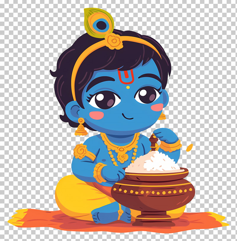 Baby Krishna - Baby Krishna Cartoon Illustration Eating Butter PNG ...