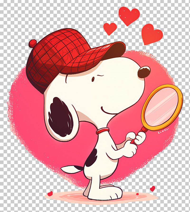 Love Snoopy - Adorable Dog Wearing Red Hat With Hearts PNG, Clipart ...