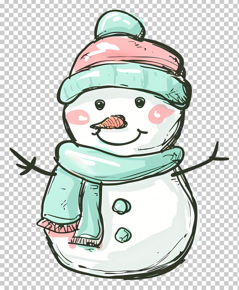 Snowman - Hand-Drawn Cute Snowman Illustration For Winter PNG, Clipart ...