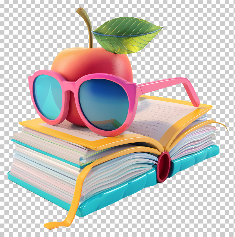 3d Book - Apple With Sunglasses On Books PNG, Clipart, 3d Book, Apple ...