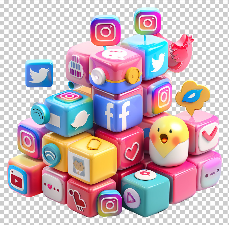 Social Media Day - Colorful 3D Social Media Icons Grouped Together PNG ...