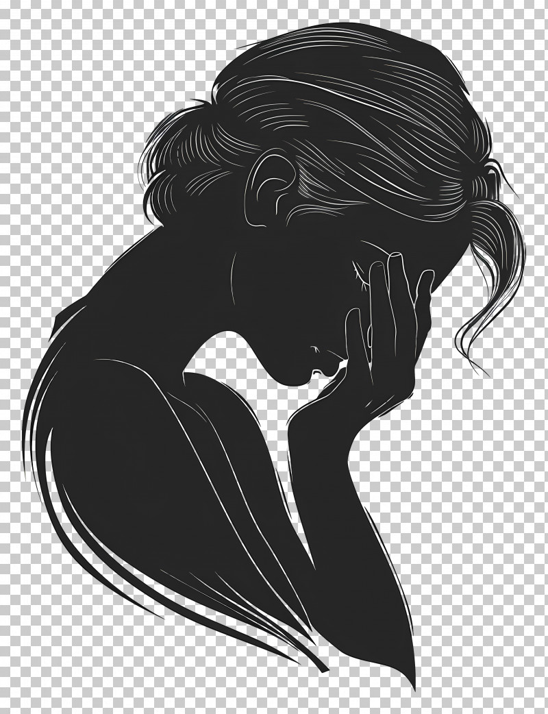 Sad Woman Silhouette - Reflective Silhouette Of A Woman PNG, Clipart ...