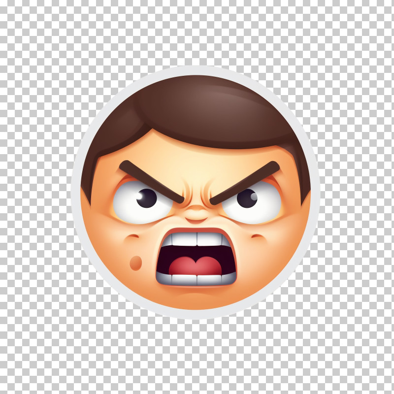 Face Emoji - Angry Emoji Character With Dark Hair PNG, Clipart, Angry ...