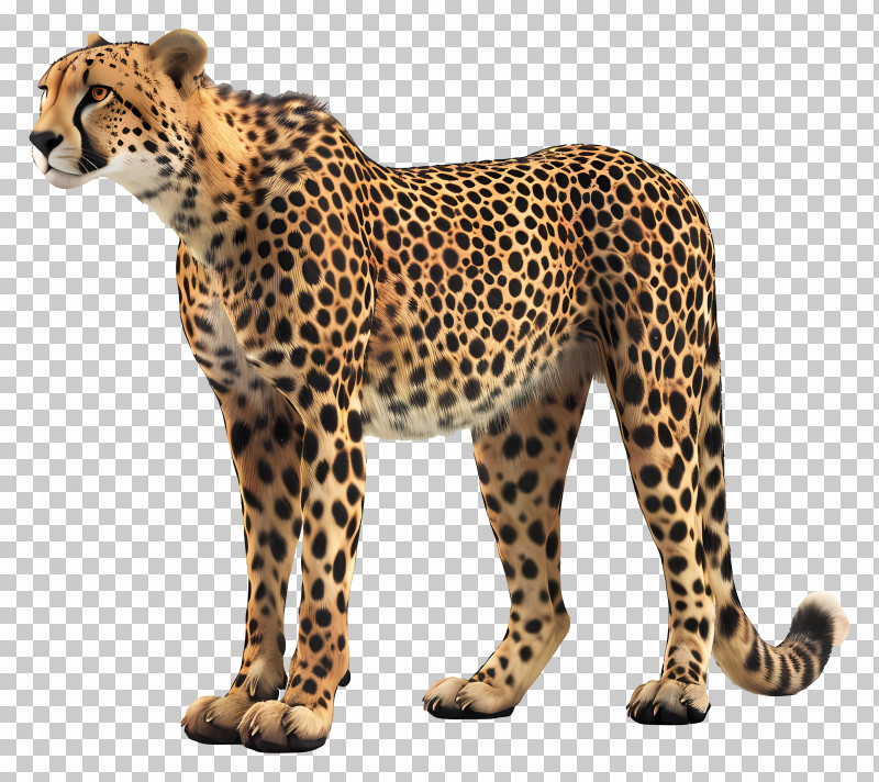 Cheetah Side View - Realistic Illustration Of A Standing Cheetah PNG ...