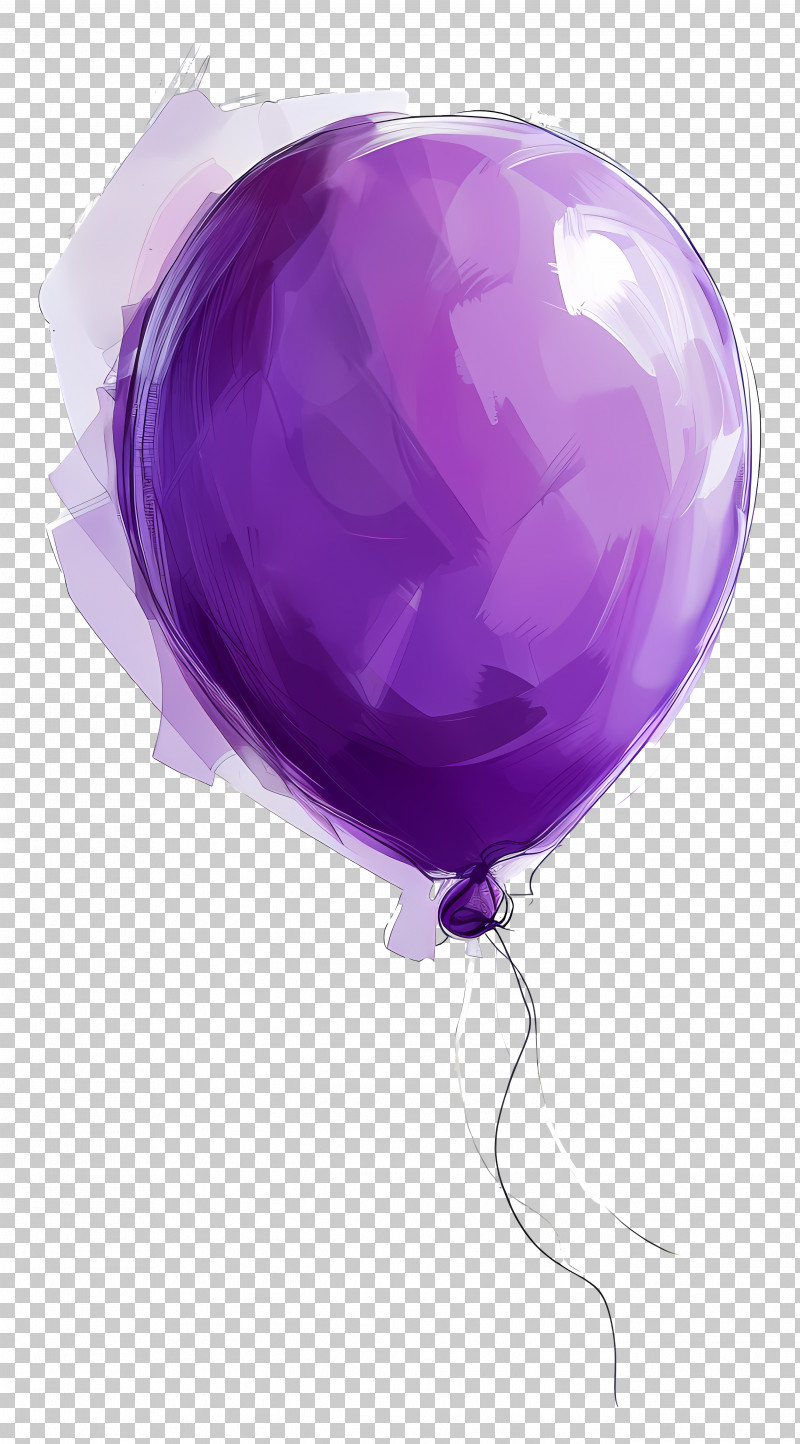 Single Balloon - Purple Balloon Drawing In Vibrant Style PNG, Clipart ...