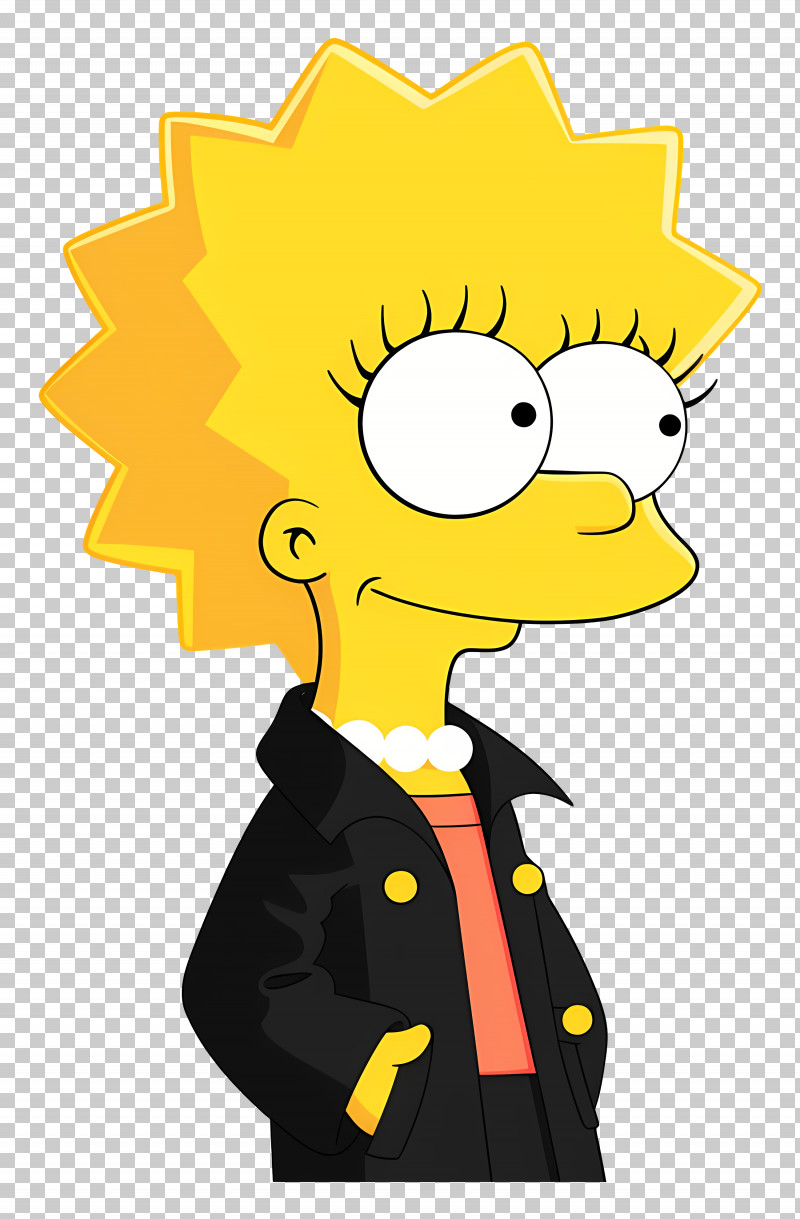Lisa Simpson - Yellow Cartoon Girl In Black Jacket PNG, Clipart ...