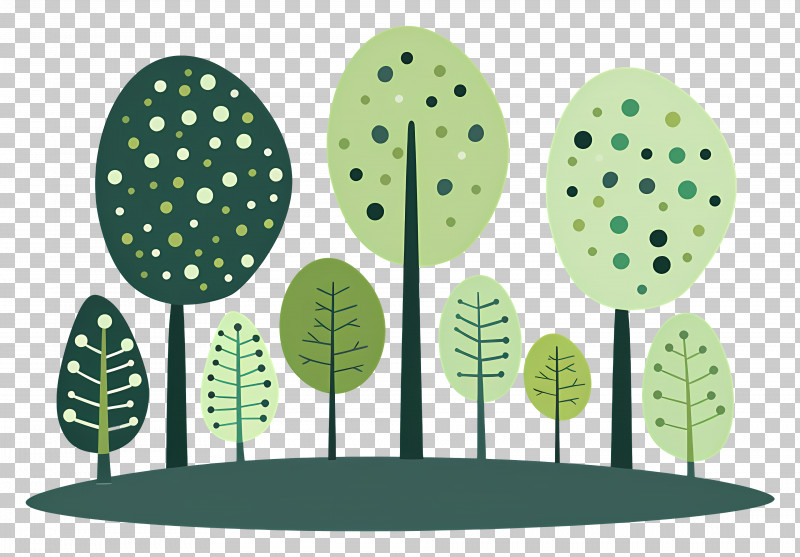 Tree Minimalist - Green Trees Illustration In Cartoon Style PNG ...