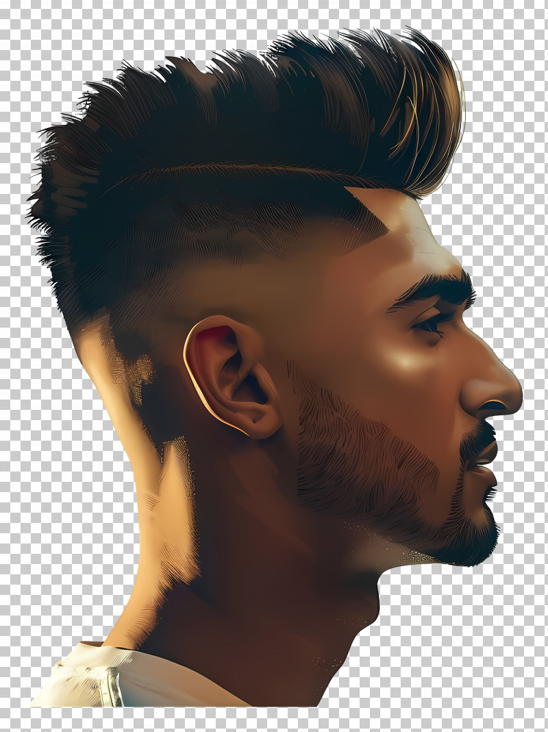High Fade Haircut - Side Profile Of Man With Modern Hairstyle PNG ...
